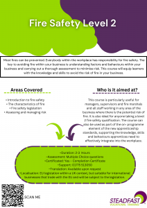 Principles of fire safety awareness course - Steadfast Training Courses